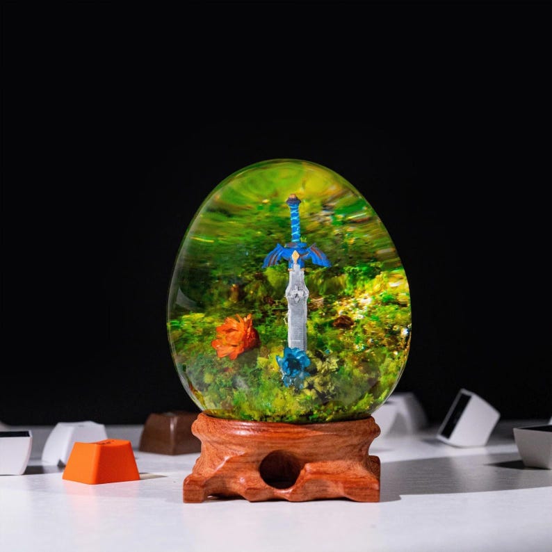 Zelda Master Sword Resin Egg Lamp LED Night Light Handmade Fantasy Game ...