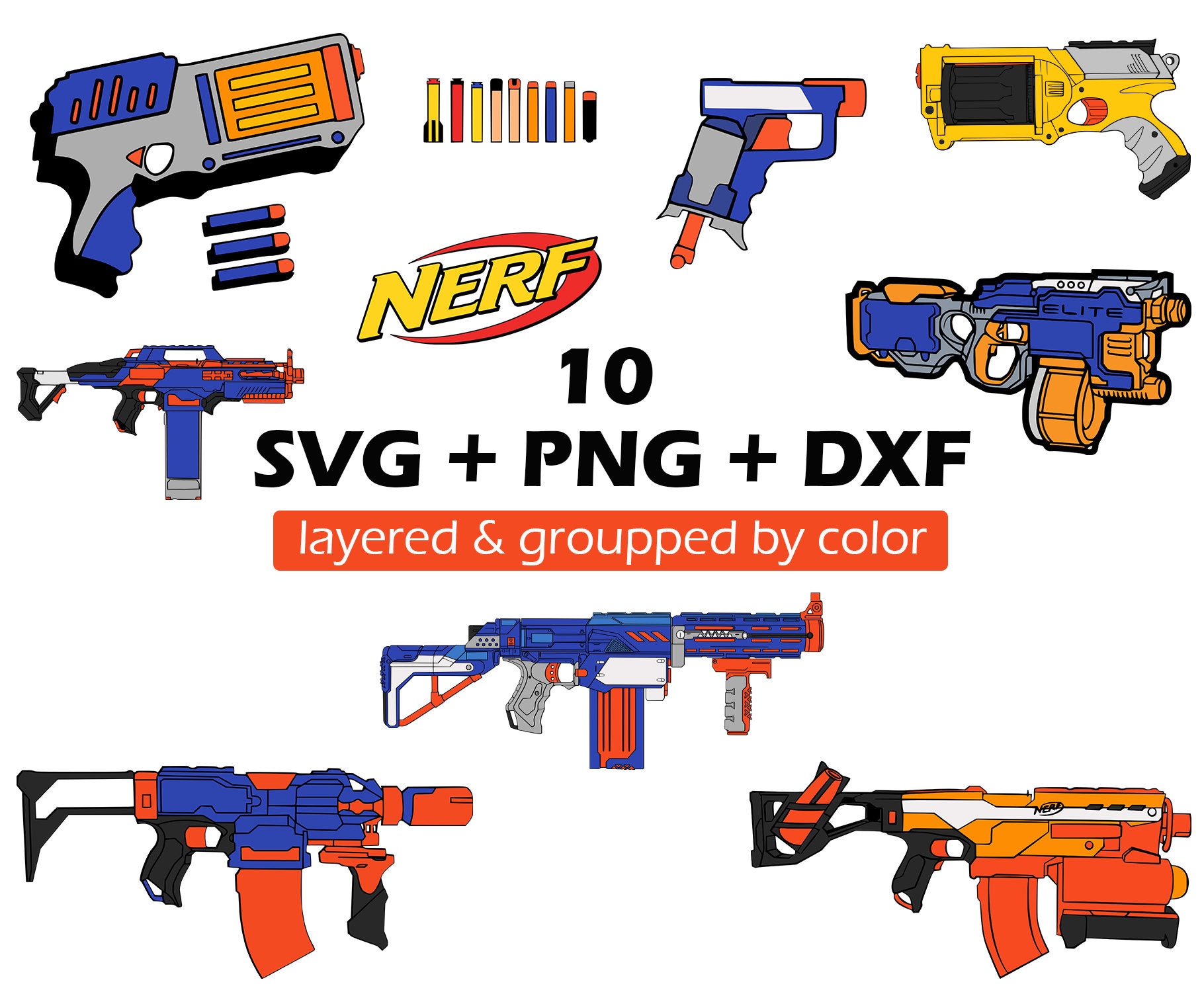 Nerf gun svg | Etsy