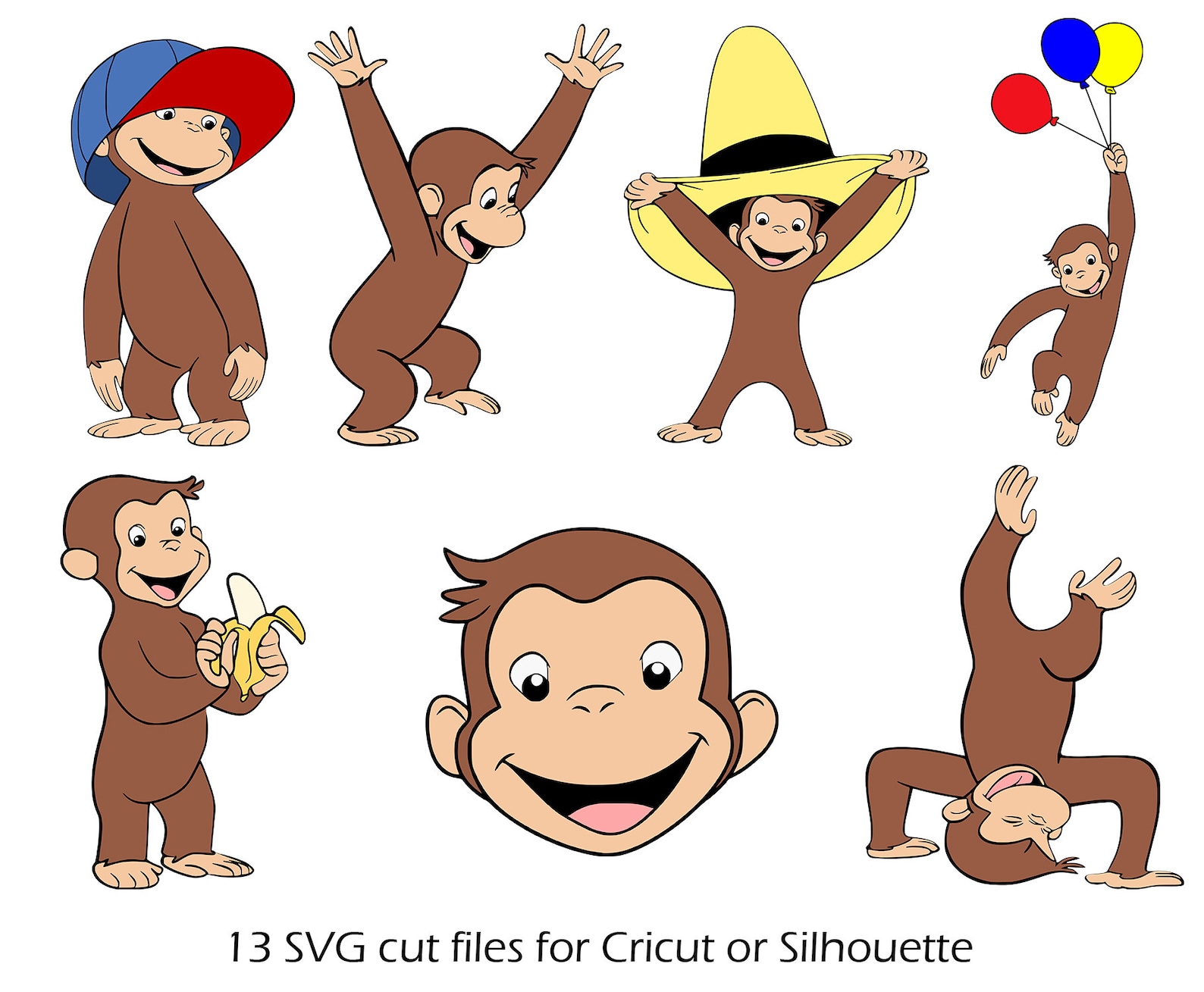 Curious george svg | Etsy