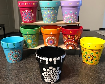 Hand Painted Clay Pot - Etsy