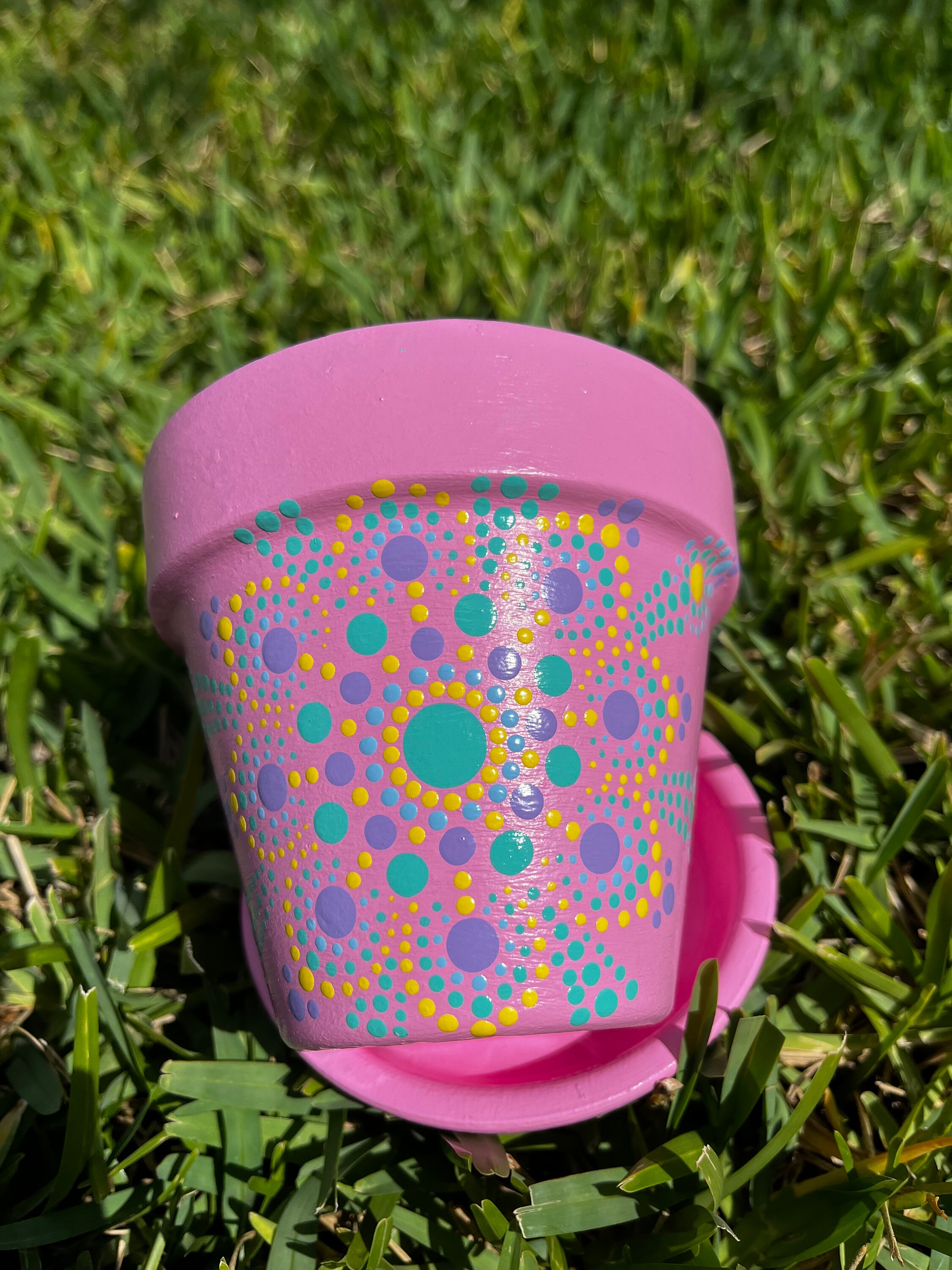Hand Painted Flower Pot Pointillism Technique Mandala Art - Etsy