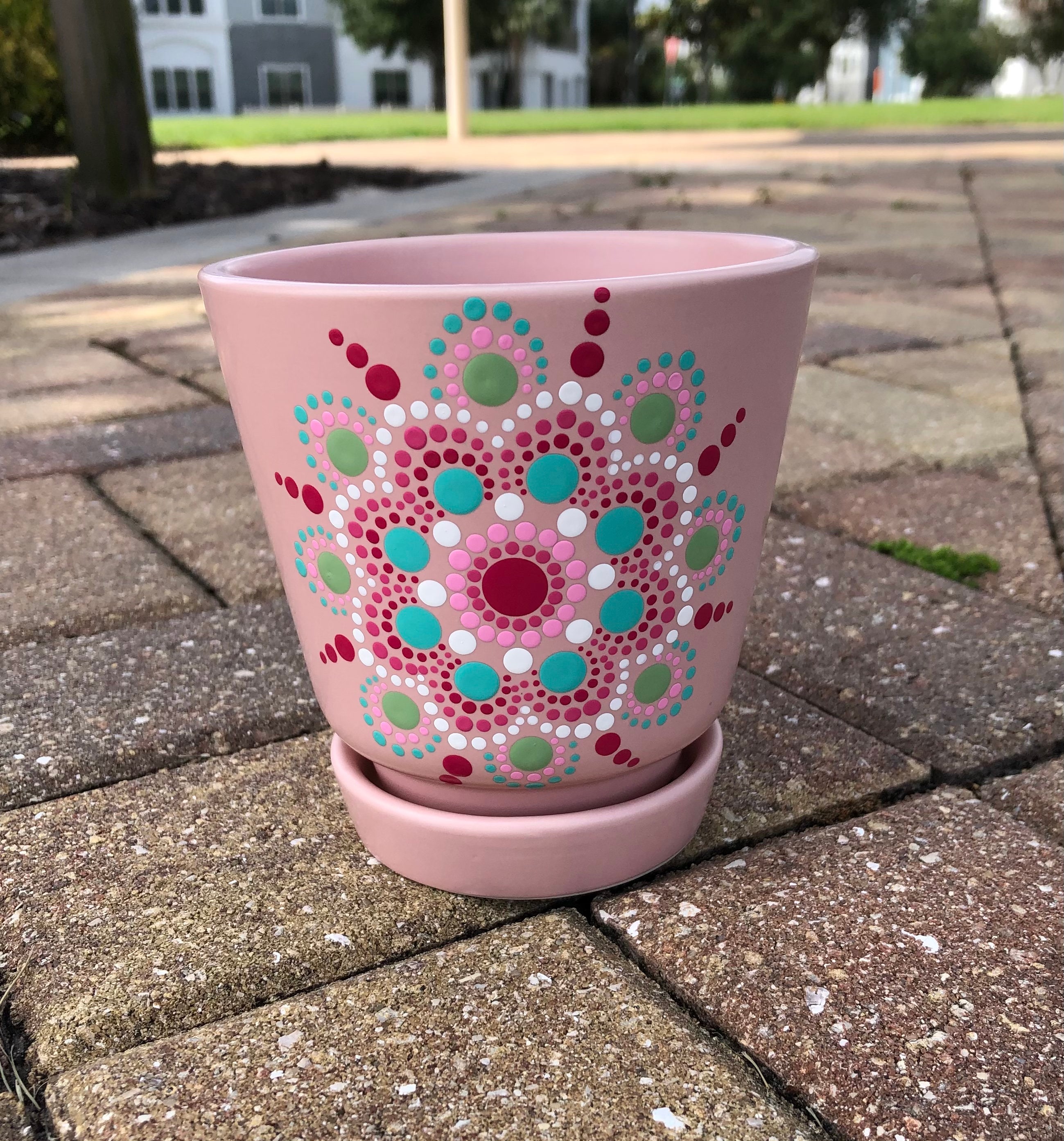 Hand Painted Flower Pot, Pointillism Technique, Mandala Art, Planters ...