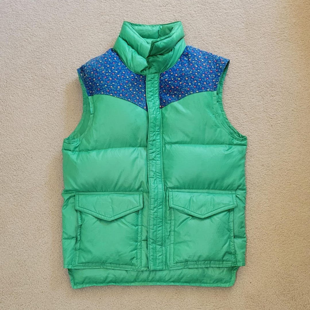 Vintage Frostline Kit Vest – Green With Blue Floral Placket – DIY Retro ...