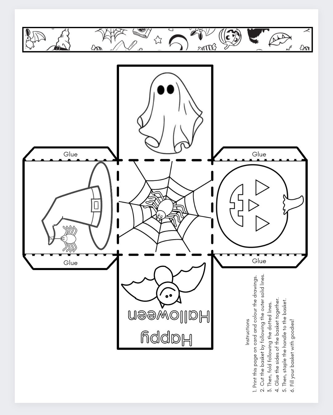 Halloween Gift Basket and Colouring Activity | Halloween Treat Basket ...