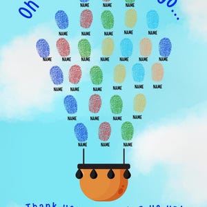 Hot Air Balloon Fingerprint Art: Teacher Class Gift (digital Download ...
