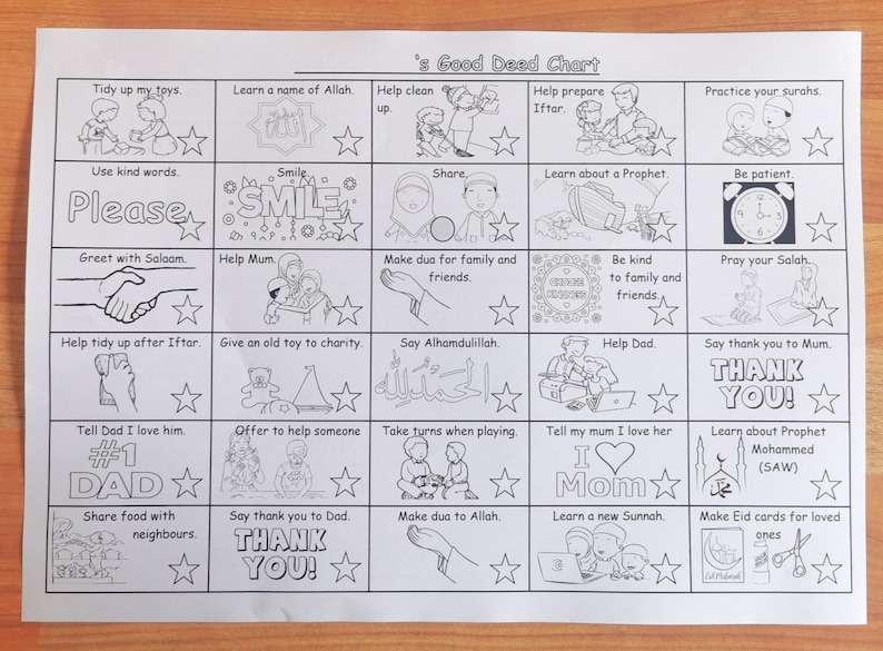 Ramadan Good Deeds Chart and Stickers Pack - Etsy UK