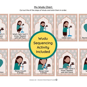 Wudu Chart Printable | Wudu SEQUENCING Activity INCLUDED | Boys Wudu ...