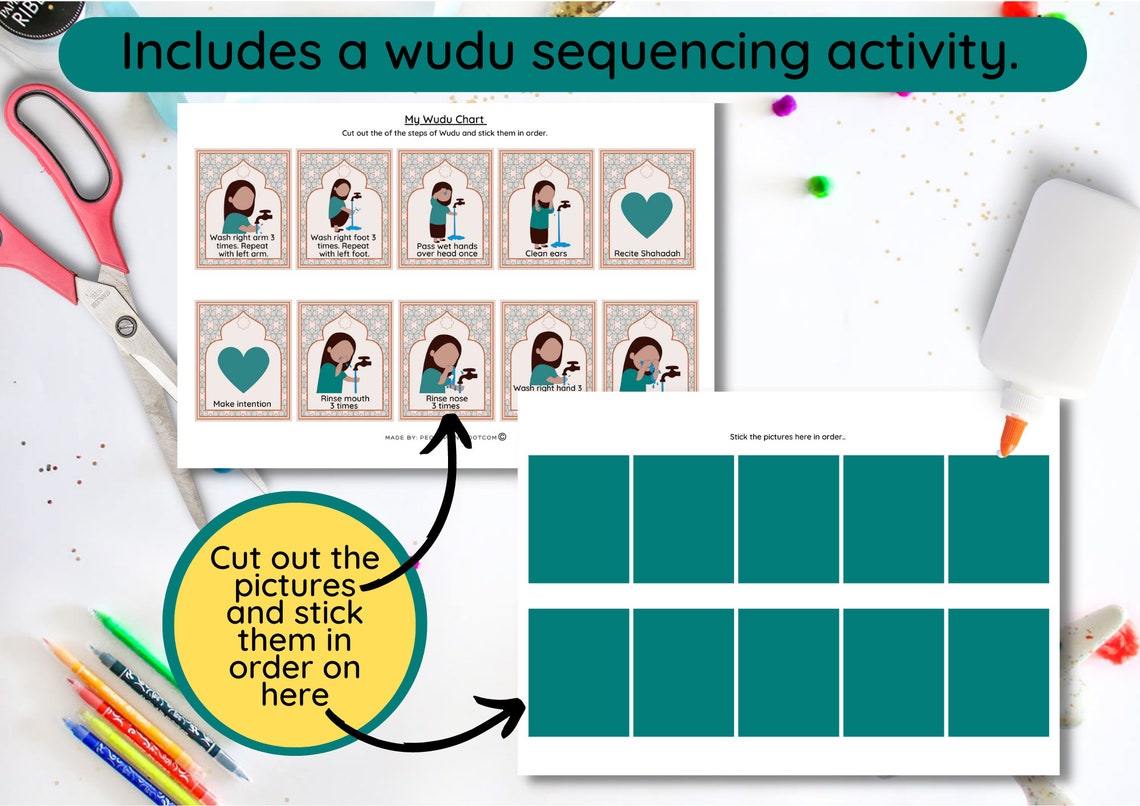 Wudu Chart Printable Wudu SEQUENCING Activity INCLUDED - Etsy UK