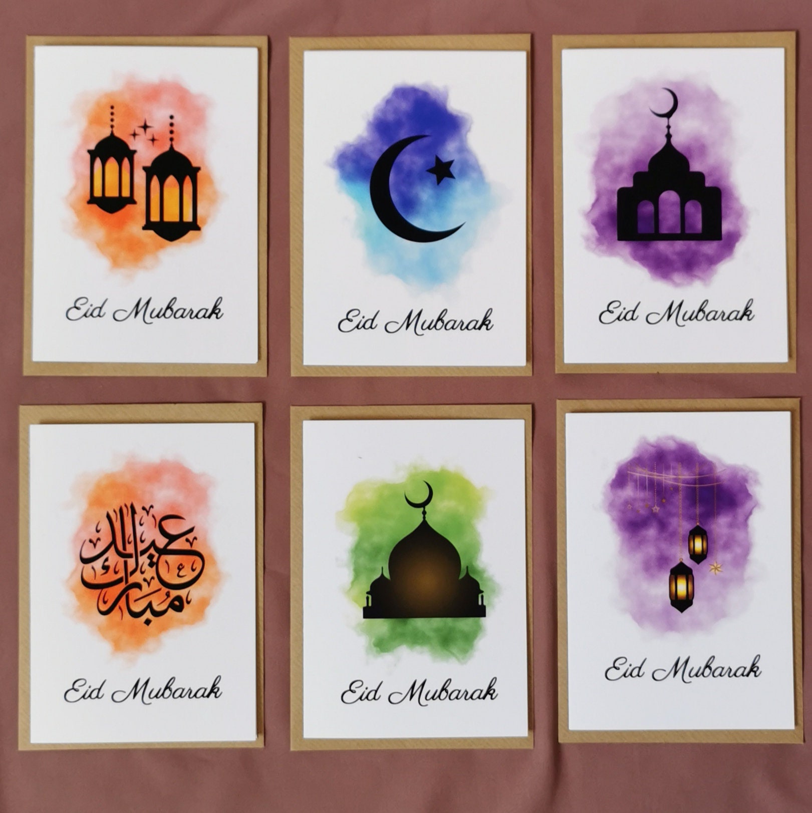 Water Colour Eid Cards Modern Eid Cards Silhouette Eid - Etsy UK