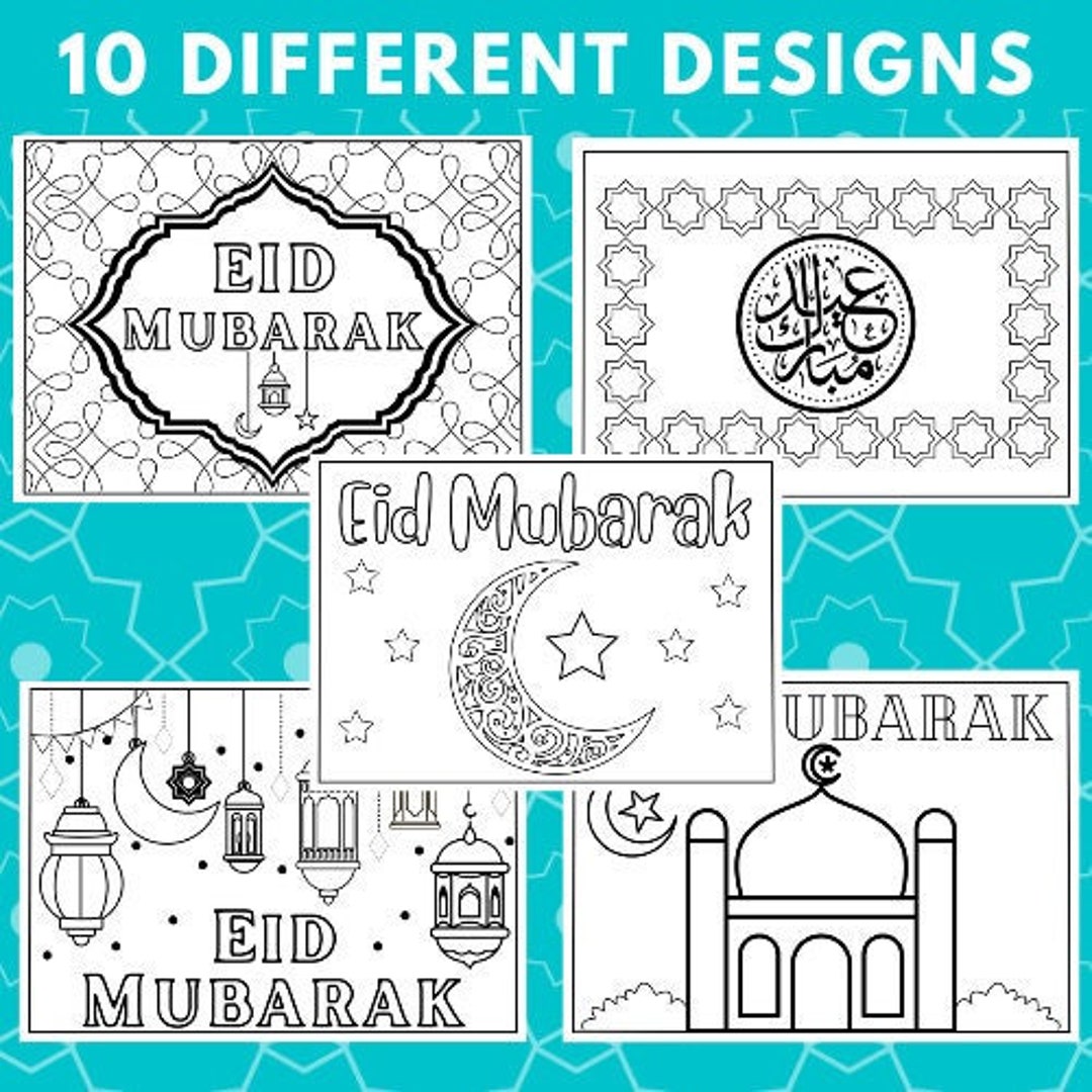 Eid Colouring Cards | 10 Pack | DIY Ramadan Cards | Digital Download ...