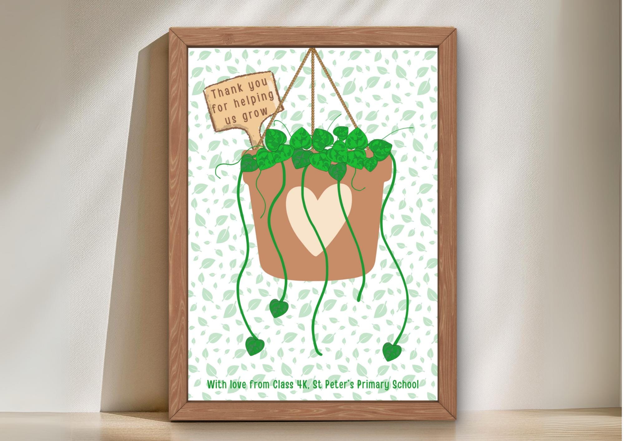 String of Hearts Fingerprint Class Gift: Personalized Teacher Keepsake ...