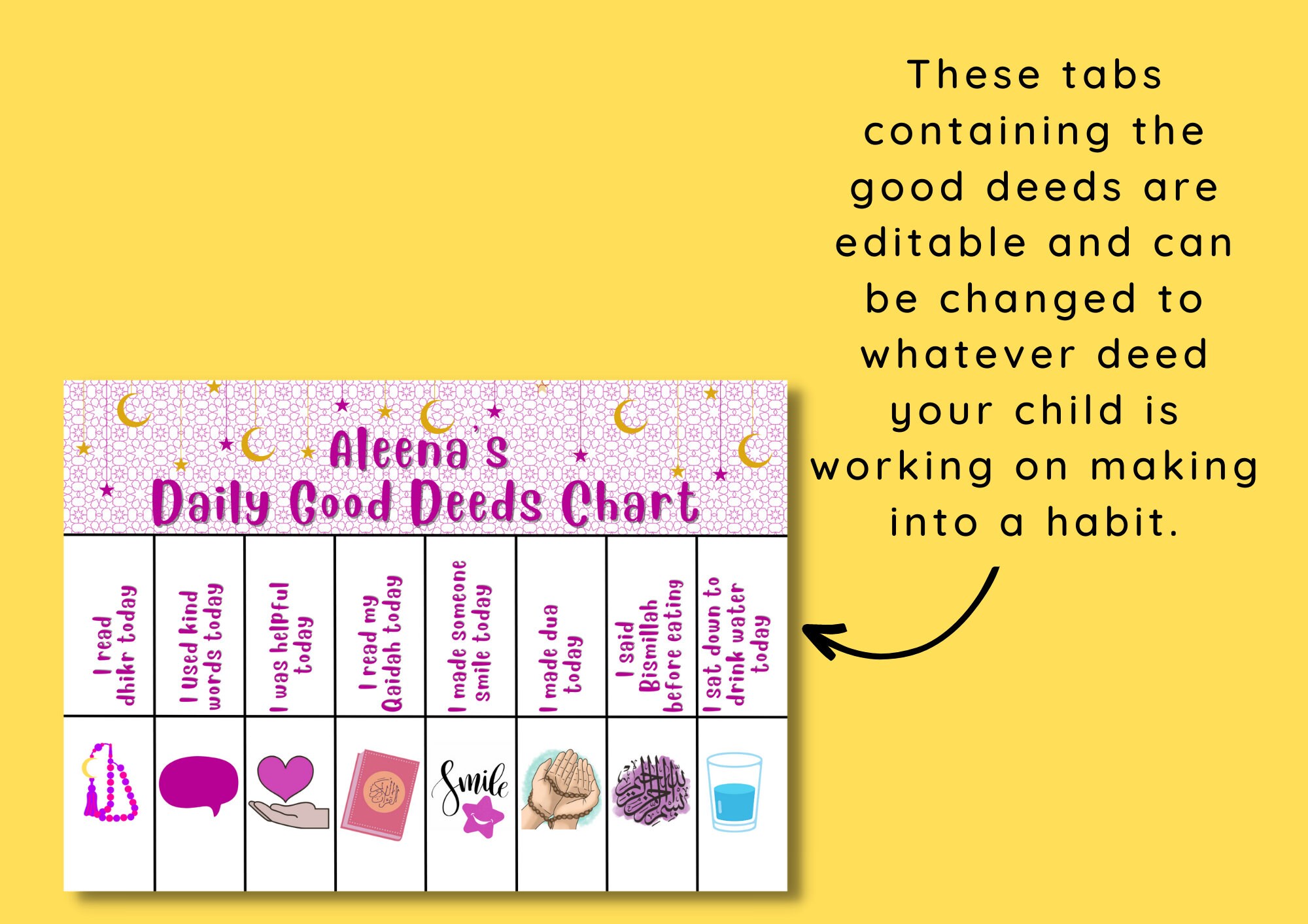 Good Deeds Chart Daily Good Deeds Chart Muslim Child Daily - Etsy