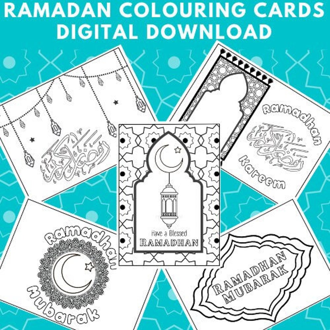 Ramadan Colouring Cards | 10 Pack | DIY Ramadan Cards | Digital ...