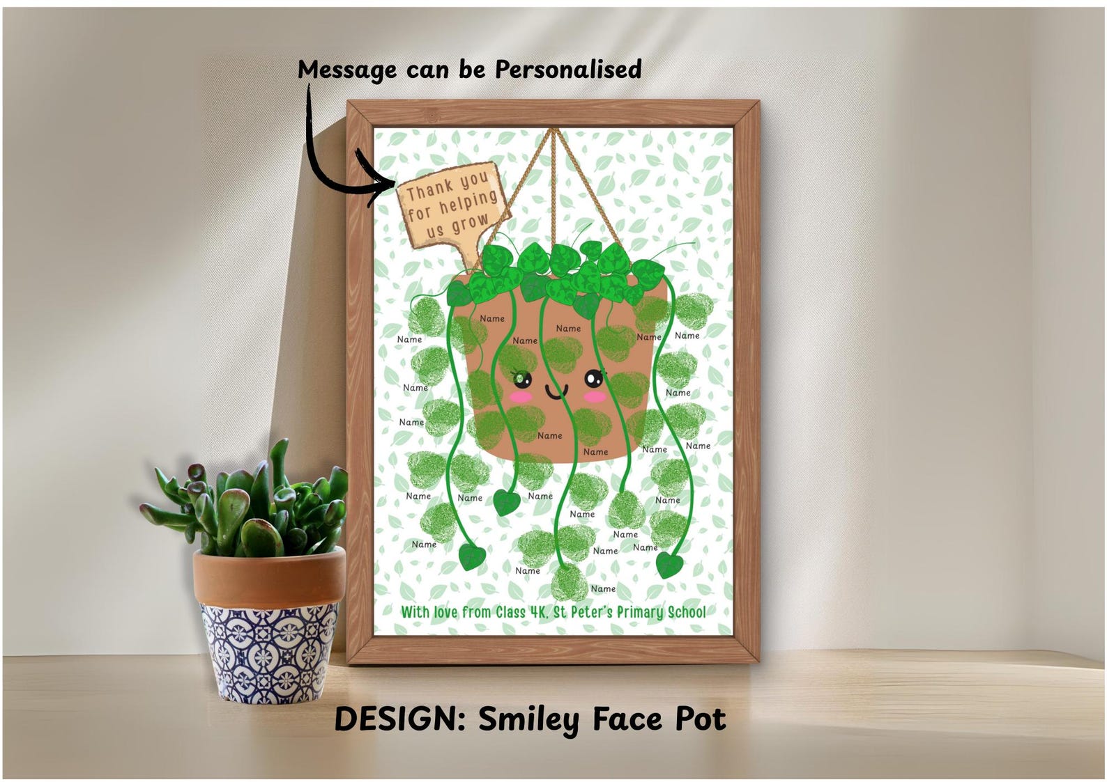 String of Hearts Fingerprint Class Gift: Personalized Teacher Keepsake ...
