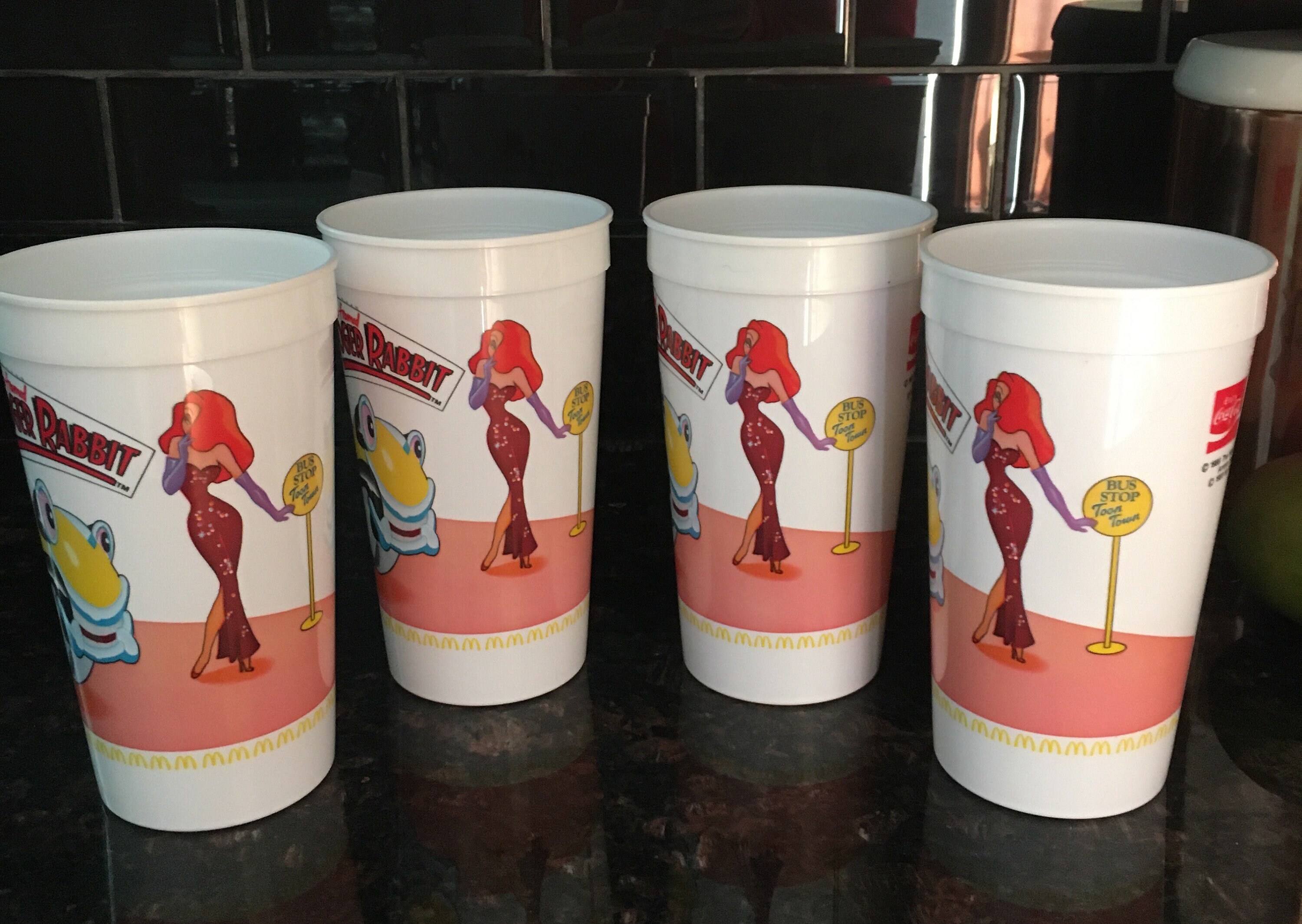 Who Framed Roger Rabbit, Mcdonalds/coca-cola Plastic Cups, Set of 4 ...