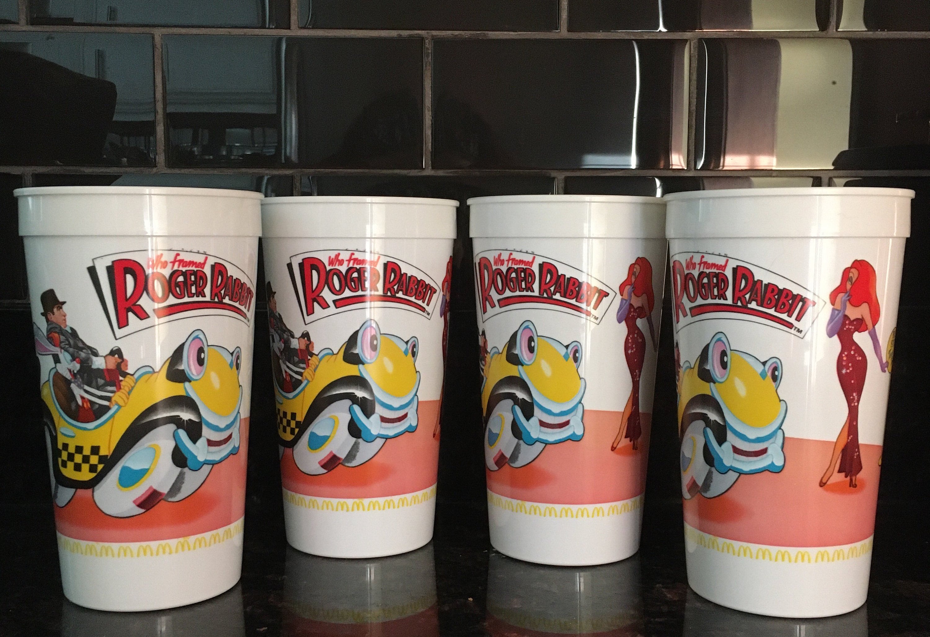 Who Framed Roger Rabbit, Mcdonalds/coca-cola Plastic Cups, Set of 4 ...