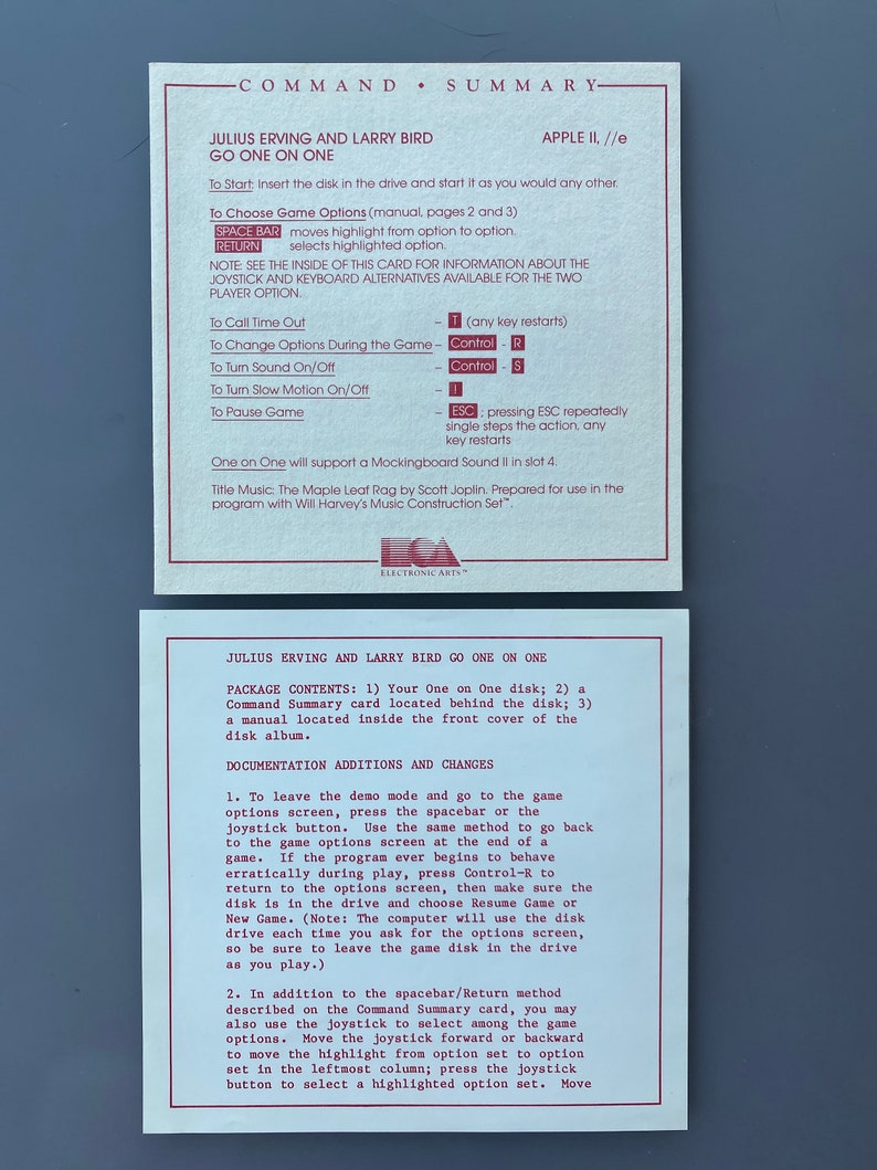 Julius Erving and Larry Bird One-on-one EA Game 1984 Commodore - Etsy