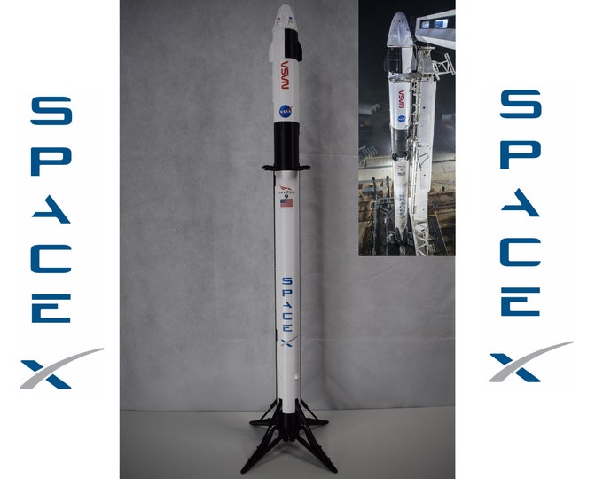 Spacex Falcon 9 Demo-2 Model With Crew Dragon 1:72 Scale 40 Tall - Etsy