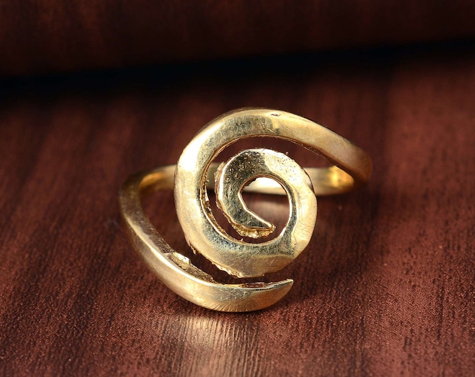 Omazi Solid Brass Ring Long Spiral Hand Hammered Hand Made Statement ...