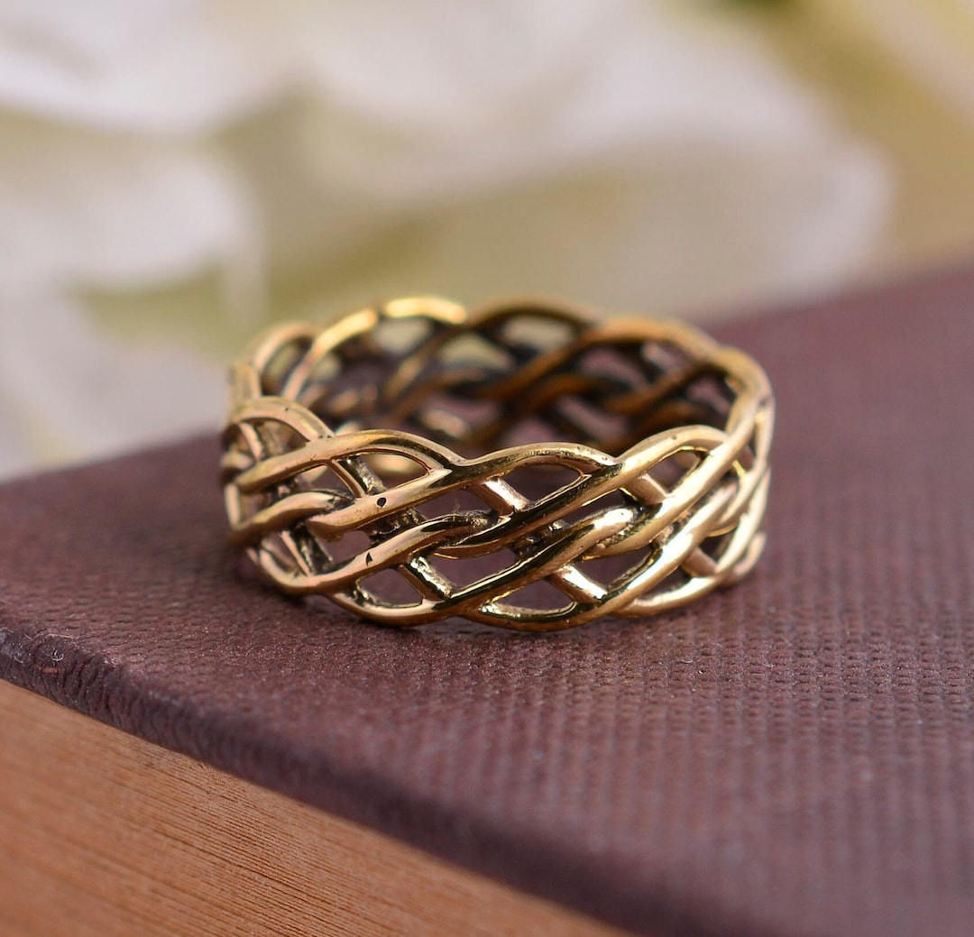 Brass Hand Woven Ring, Celtic Band, Boho Ring, Celtic Knot Ring, Brass ...