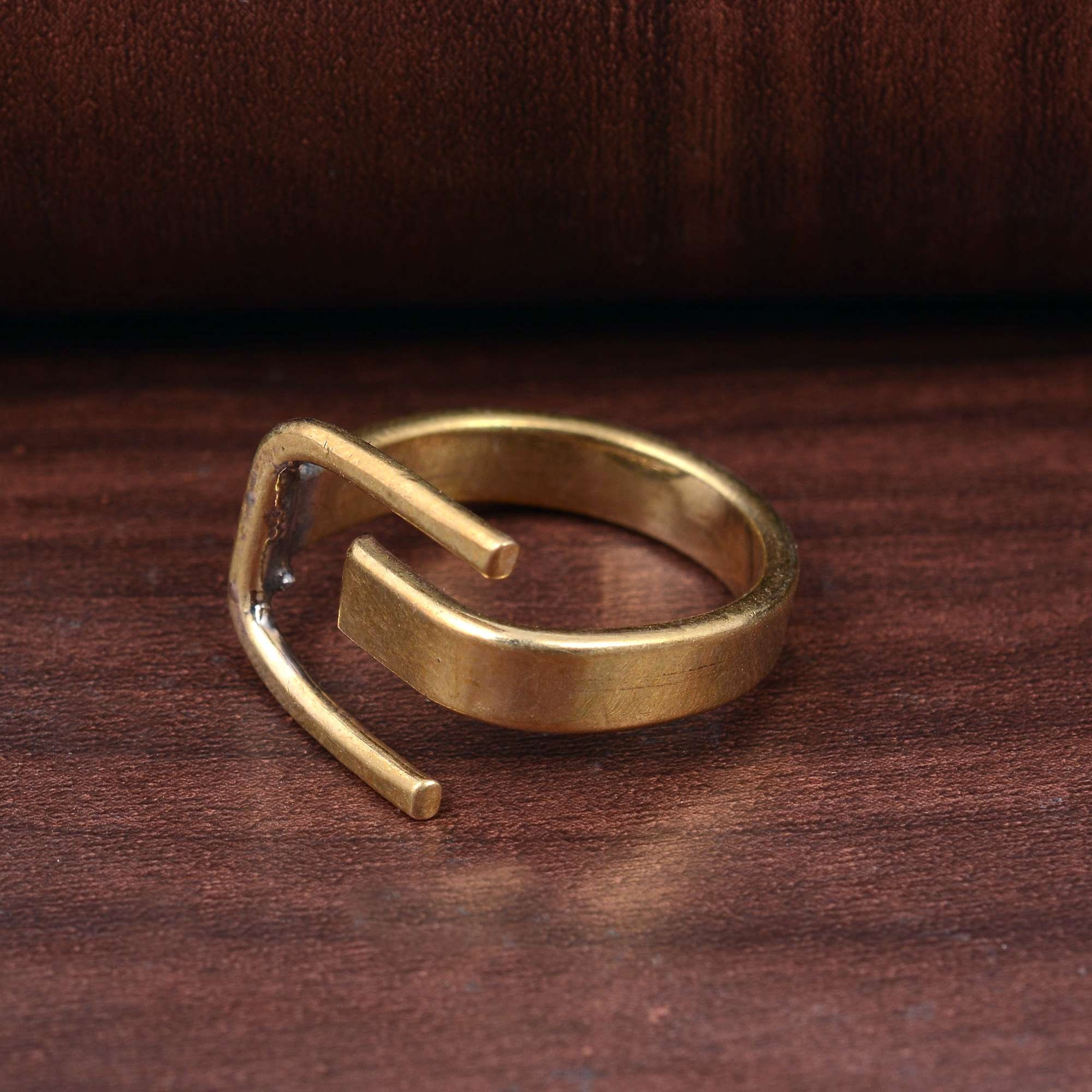 Antique Brass Geometric Ring, Big Statement Abstract Modern Ring, Boho ...
