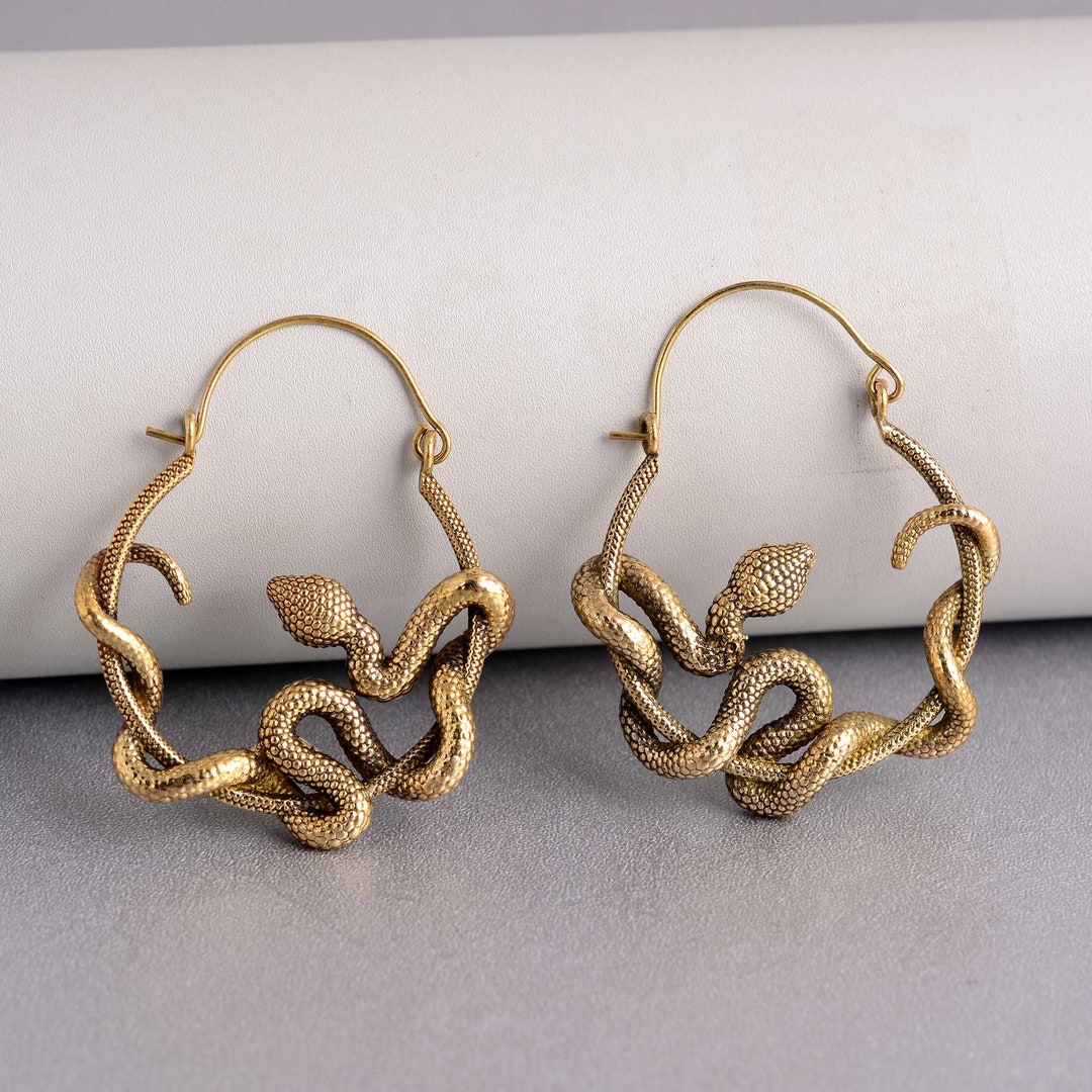 Dainty Snake Shaped Charm Huggie Hoop Earrings - Etsy