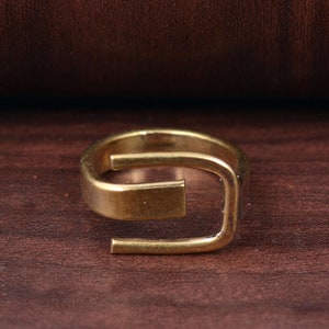 Antique Brass Geometric Ring, Big Statement Abstract Modern Ring, Boho ...