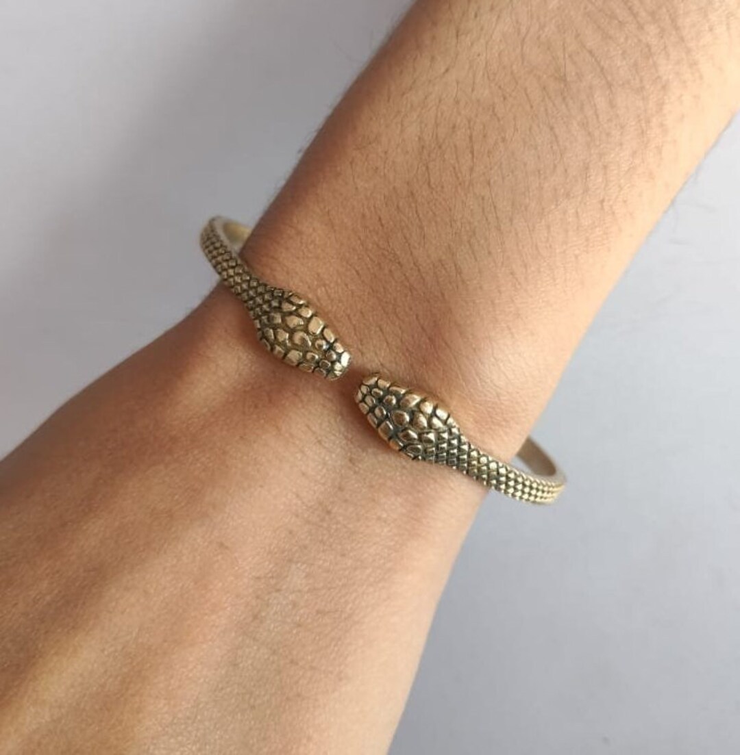 Gold Serpent Bracelet, Snake Bracelet, Minimal Snake Head Bracelet ...