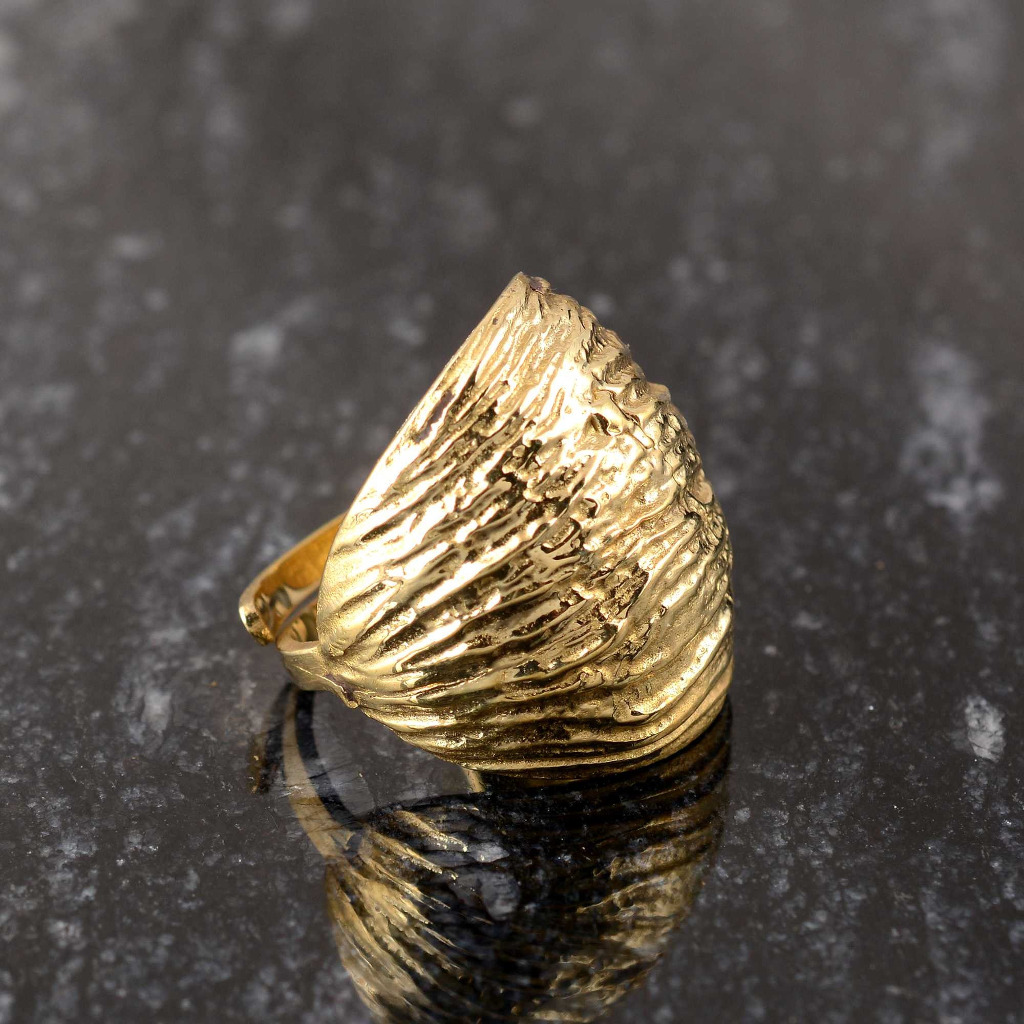 Dome Ring, Hammered Brass Dome Ring, Chunky Gold Ring, Purrl Ring ...