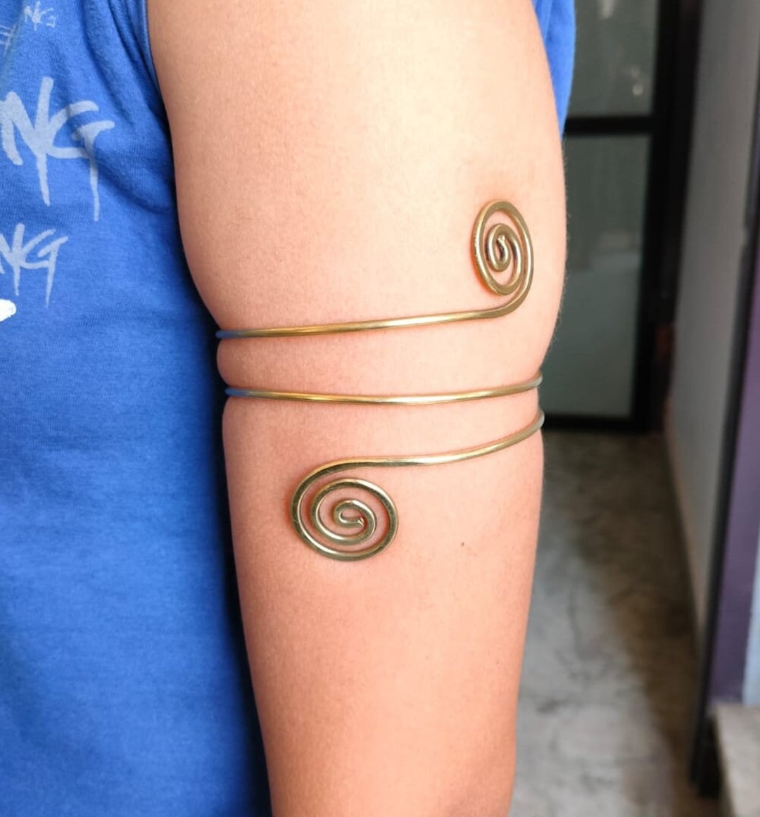 Plain Swirl Upper Arm Cuff, Brass Arm Band, Armlet, Color Options ...