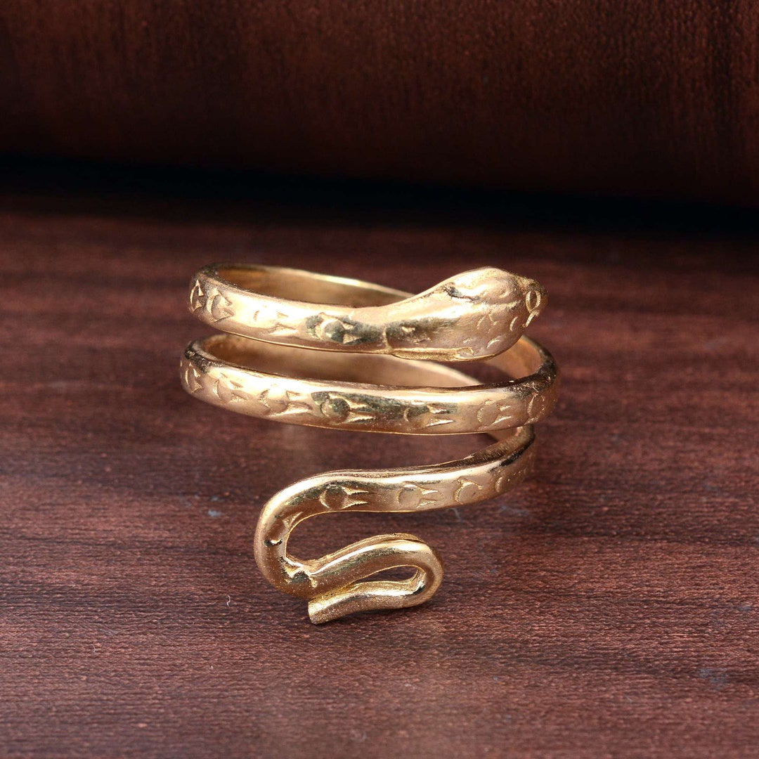 Shiny Gold Snake Ring, Wrap Around Ring, Wrap Snake Band Ring ...