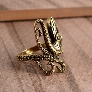 Octopus Handmade Brass Men Ring, Octopi Animal Biker Ring, Octopus ...