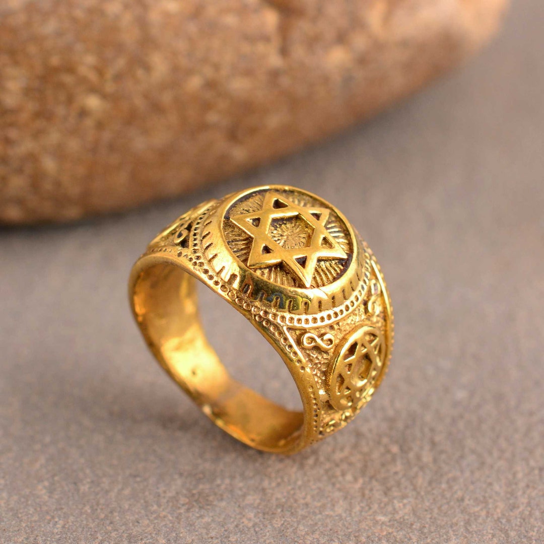 Jewish Star Ring, Star of David Ring, Handmade Jewelry, Gold Jewish ...