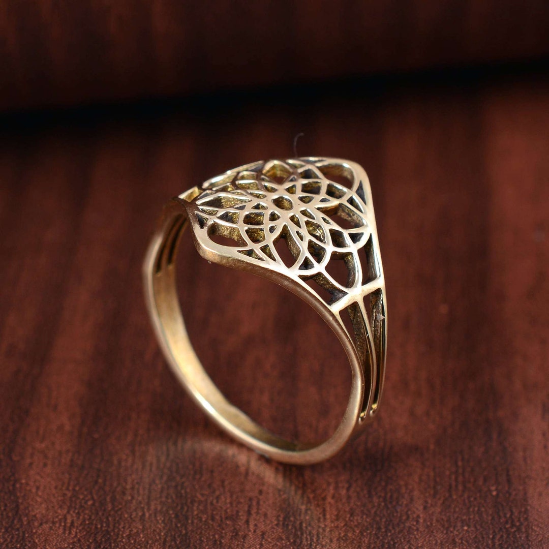 Flower of Life Ring, Seed of Life, Mandala Ring, Sacred Geometric ...