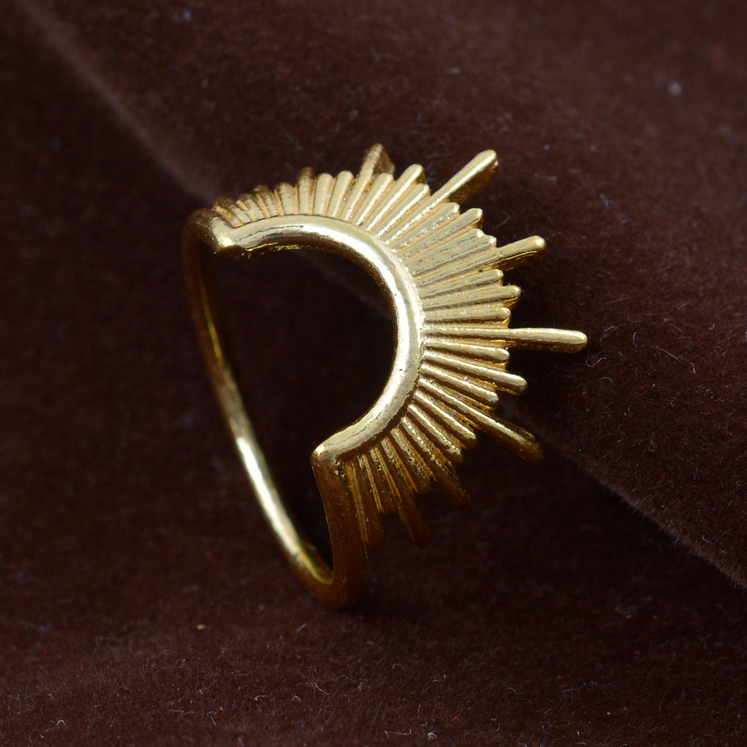 Sun Ring, Symbol of Bright, Sun Ring, Rising Sun Ring, Gold Dainty Ring ...