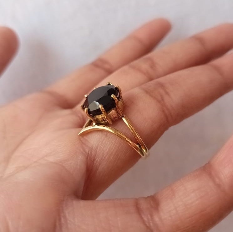 Black Obsidian Ring Gemstone Ring Brass Ring Handmade Ring | Etsy