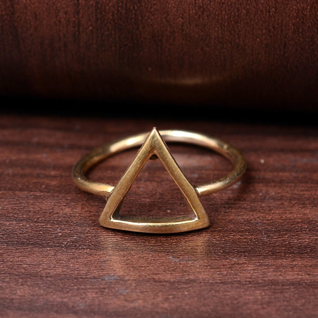 Triangle Ring, Gold, Brass Ring, Triangle Shape Ring, Minimalistic ...
