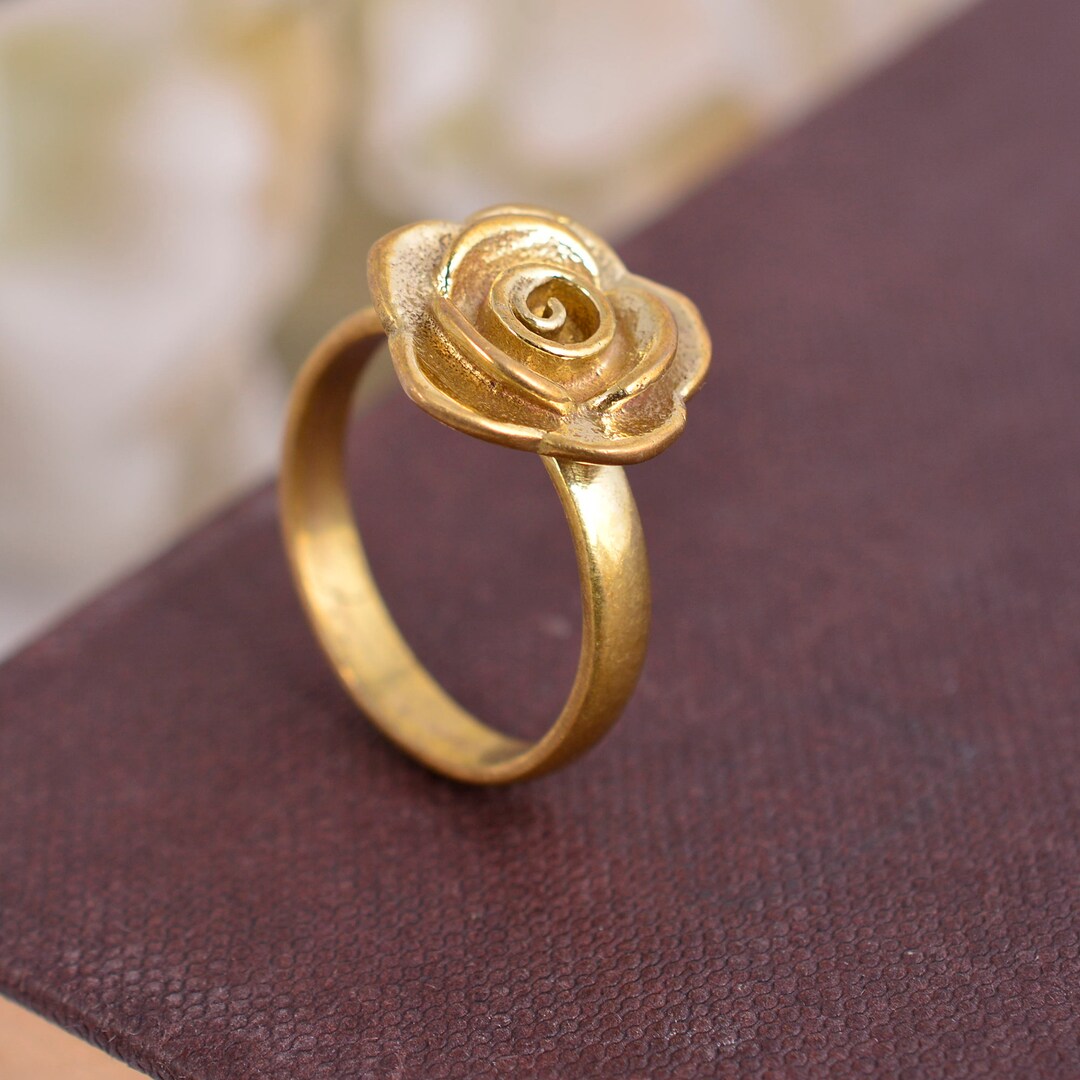 Rose Ring in Brass, Rose Ring for Women, Flower Ring, Rosebud Ring ...