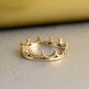 Gold Crown Band, Princess Crown Ring, Crown Band, Gold Ring, Crown Stacking Ring, Stacking Gold ...