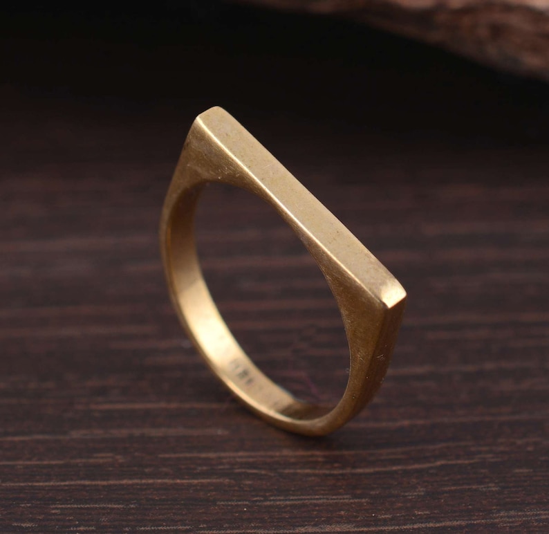 Square Ring Stacking Ring Modern Ring Brass Geometric Ring - Etsy