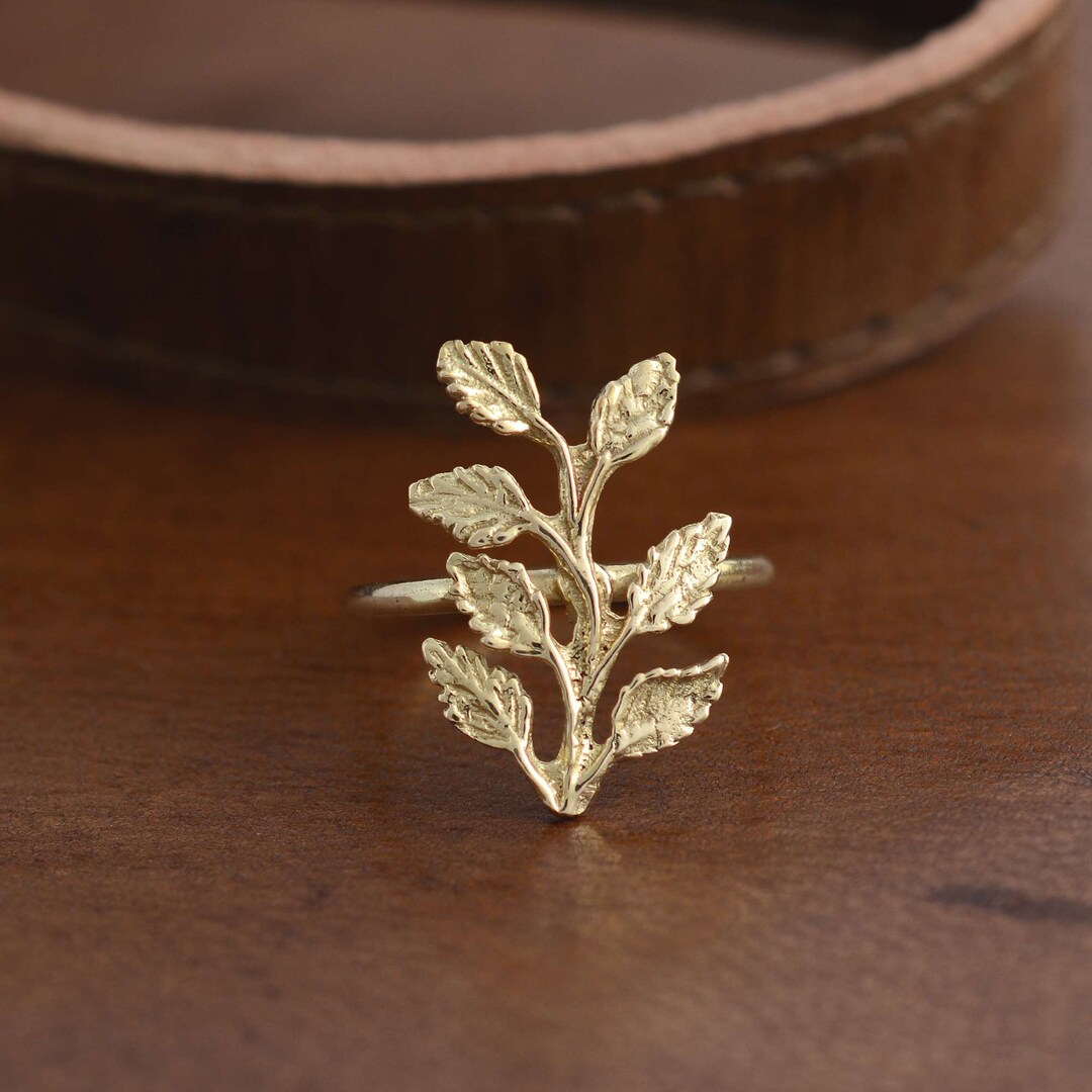 Gold Leaf Ring, Leaves Ring, Vine Plant Ring, Nature Ring, Gift for Her ...