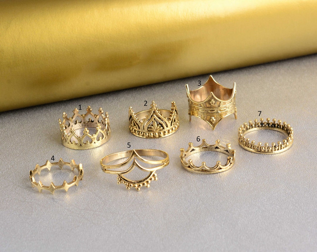 Gold Crown Band, Princess Crown Ring, Crown Band, Gold Ring, Crown ...