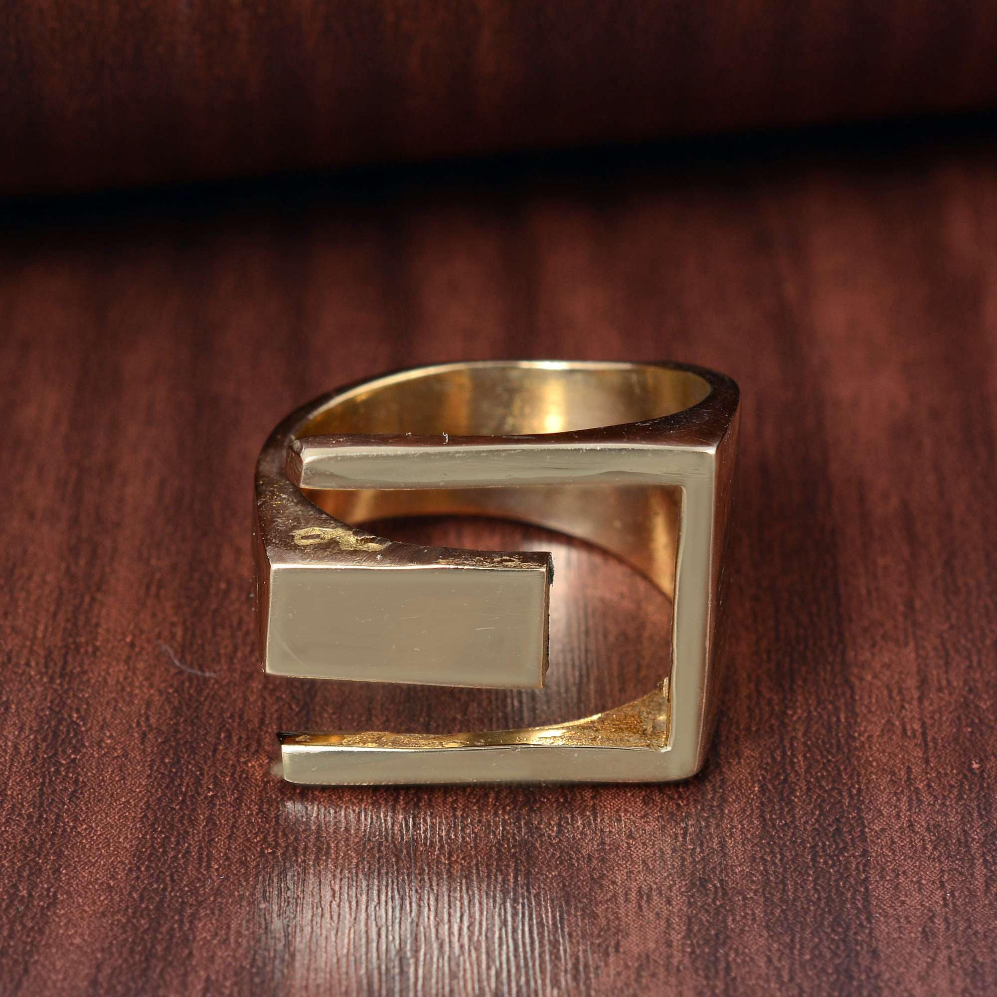 Antique Brass Geometric Ring Big Statement Abstract Modern - Etsy