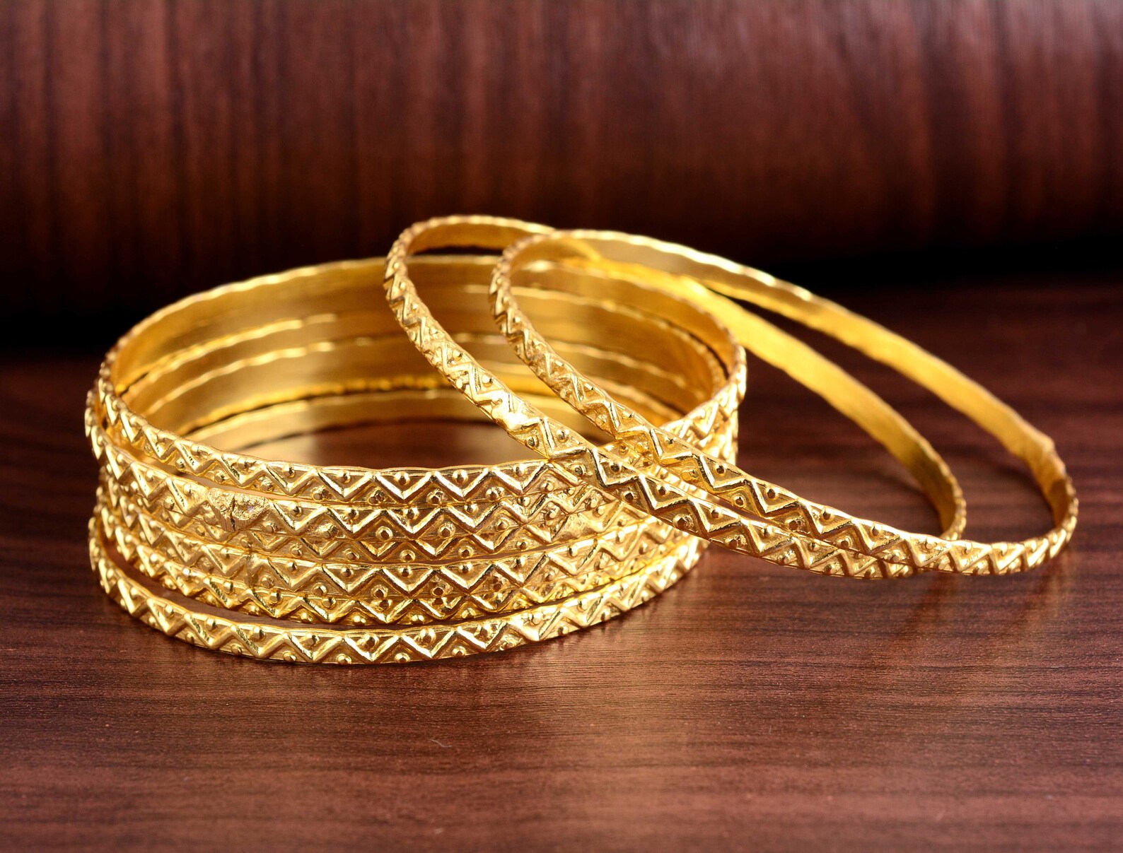 Set of 8 Bangles, Designer Bangles, Stacking Bracelets, Brass Bangles ...