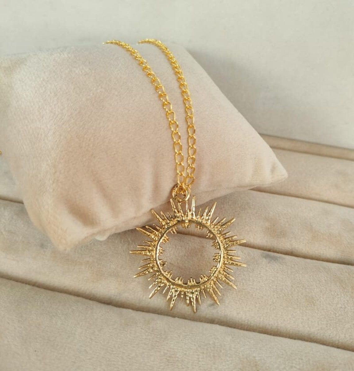 Gold Sun Necklace, Dainty Sunburst Charm, Celestial Jewelry, Birthday ...