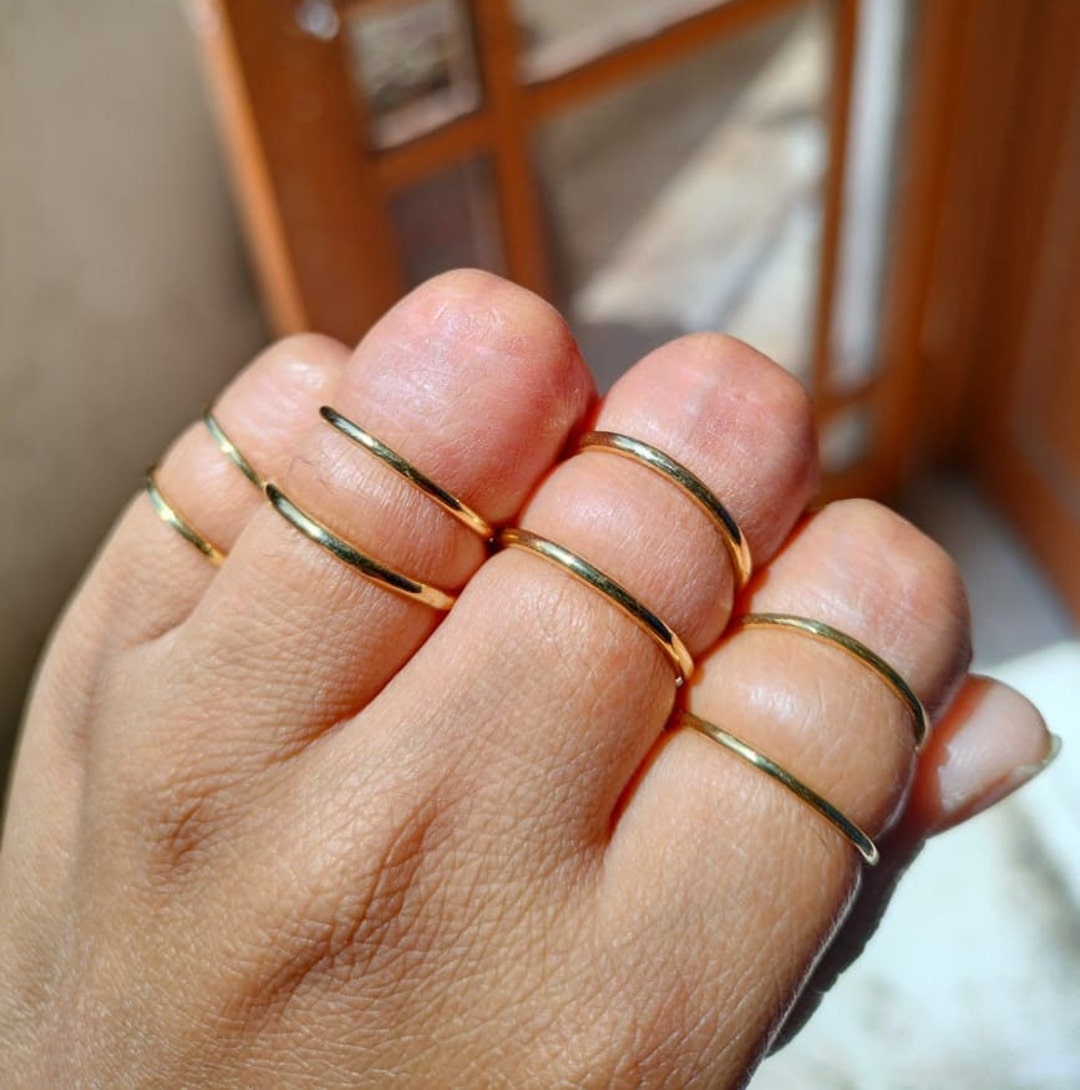 Super Thin 14k Gold Stackable Rings, 14k Gold Filled, Stacking Rings ...