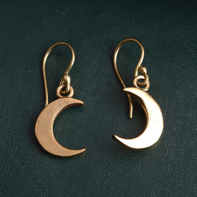 Half Moon Gold Long Earrings, Half Circle Earrings, Moon Earrings ...