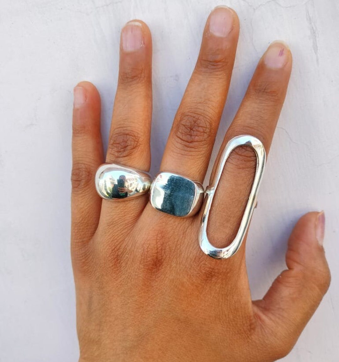 Dome Ring, Signet Ring, Oval Ring, Sterling Silver Ring, Chunky Silver ...