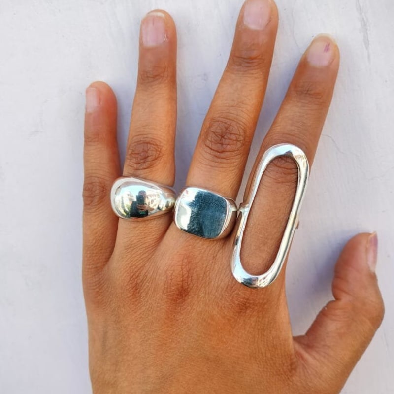 Silver Chunky Ring - Etsy