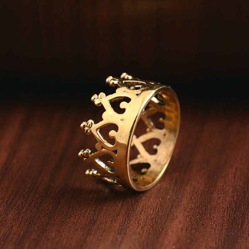 Gold Crown Band, Princess Crown Ring, Crown Band, Gold Ring, Handmade ...